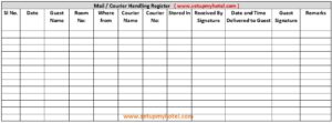 Front Desk - Courier / Mail Register Format - SetupMyHotel
