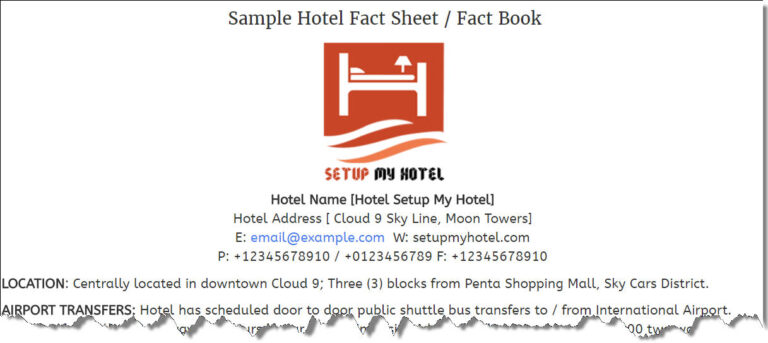 Hotel Fact Sheet Sample / Sample Hotel Information Sheet / Fact Book ...