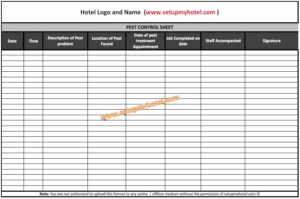 Pest Control Log Book / Sheet - SetupMyHotel