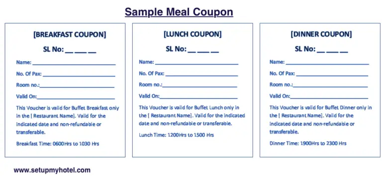 Front Office - Guest Meal Voucher / Meal Coupon Format - Hotels ...