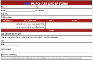 Purchase Order (PO) Form Format - Hotels | Resorts - SetupMyHotel