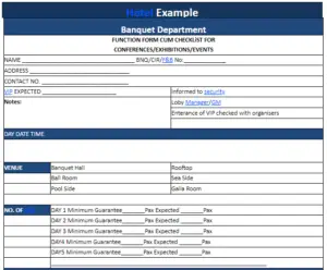 Banquet Event Checklist / Banquet Function Checklist - SetupMyHotel