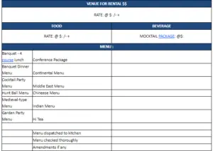 Banquet Event Checklist / Banquet Function Checklist - SetupMyHotel